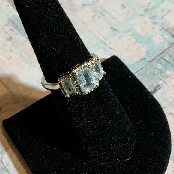 Vintage | Jewelry | Vintage Art Deco Style Blue Topaz Jtv Ring W ...